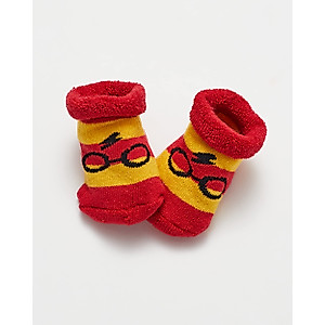 Harry Potter Baby Boys Blanket, Hat, and Socks Set Baby Plush Polar Fleece Blanket 35x35 Baby Gifts (Red/Yellow/Grey, 0-12 Months)