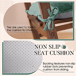 Basic Beyond Rocking Chair Cushions Set of 2, Porch Rocker Cushions for Wooden Rocking Chairs Outdoor with Thick Padding, Back Cushion with Ties, Tufted Seat Cushion with Non-Slip Backing(Green)