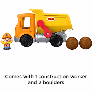 Fisher-Price Little People Toddler Construction Toy Work Together Dump Truck with Music Sounds and 3 Pieces for Ages 1+ Years