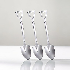 Smilesunus 10 Pcs Mini Shovel Spoons Dessert Spoons Stainless Steel Ice Cream Yogurt Spoons