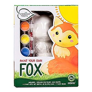Creative Roots Paint Your Own Fox, DIY Fox, Kids Painting Set, Creativity for Kids, Ceramic Painting Kit for Kids, Ceramics to Paint, Paint Your Own Ceramic, Ages 5+