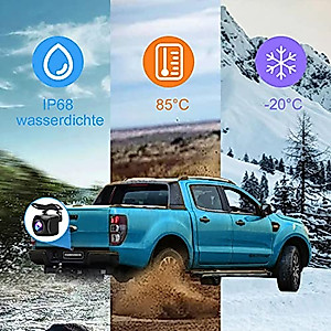 PARKVISION Backup Camera/Front Facing Camera with Real 180 Degree Ultra Super Wide Angle,Angle Adjustable,HD Fisheye Glass Lenses,Waterproof IP68,Mirror Guideline Function,DC12V24V for Universal Cars
