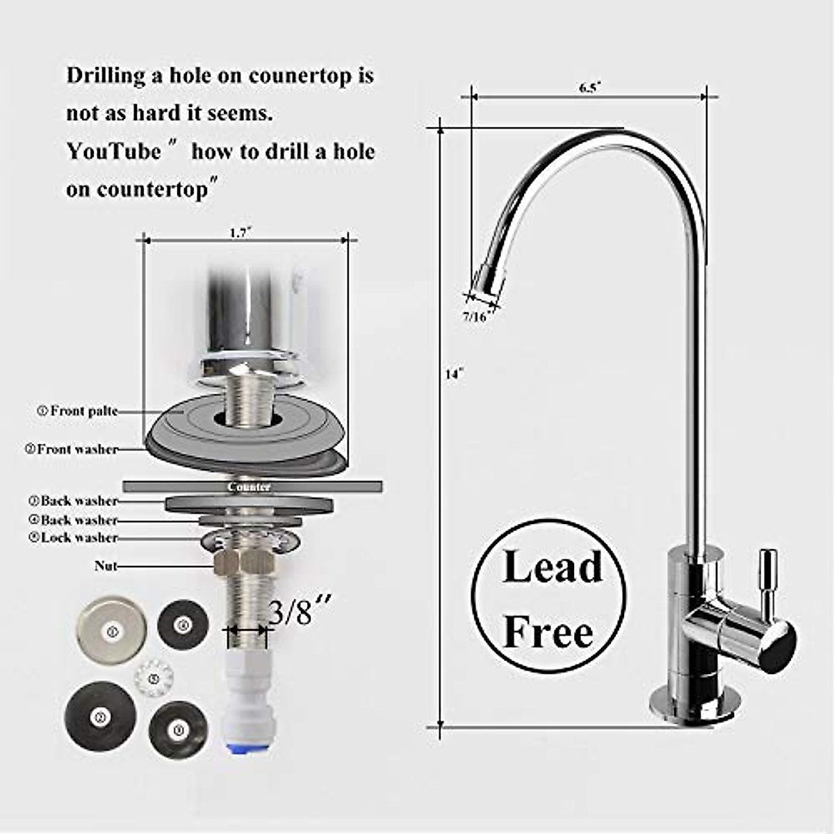 Geekpure 6-Stage Reverse Osmosis RO Drinking Water Filter System with DI Filter TDS to 0-75 GPD