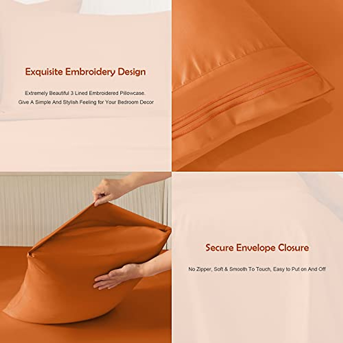 REDKEY Twin Size Bed Sheets Set 3 Piece Set Soft Breathable Bedding Sheets & Pillowcases Sets Deep Pocket Twin Bed Sheets Wrinkle Resistant - Easy Care (Twin,Persimmon)