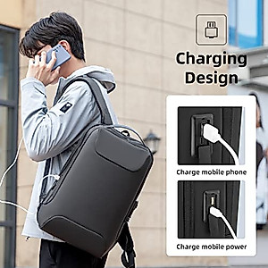 Muzee Laptop Backpack For Men Business Backpack With TSA LocK Charging Pulg Waterproof & Anti-Scratch Shell Backpack Fit 15.6 inch PC Slim Casual Daypack
