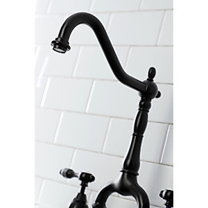 Kingston Brass KS7750TALBS Tudor Bridge Kitchen Faucet, Matte Black, 13.88 x 8.25 x 14.5