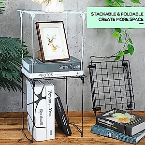 Maitys 10 Pack Locker Shelf Bulk 11.8" Tall Folding School Locker Organizer Shelf Set Metal Wire Organizer for School Office Locker Storage Accessories Fits Standard Size Lockers, Black and White