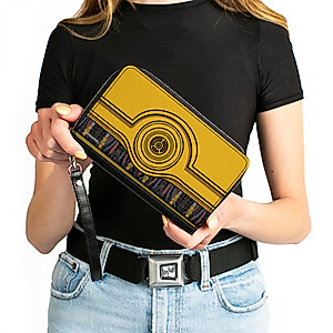 Buckle-Down Women's PU Zip Around Wallet Rectangle-Star Wars C3-PO, 7.5"x4.5"