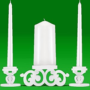 Unity Candle Holder - Candles Holder for Wedding Ceremony - Table Centerpiece Decoration White Stand for Unity Candle Set - Pillar/Taper Candlestick - Unity Candle Holders for Weddings Set of 3 pcs