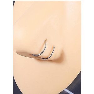 outerunner Double Nose Ring for Single Piercing 20g Nose Rings Hoops 6mm 8mm 10mm Surgical Steel Nose Hoop Silver/Gold/Rose Gold/Black/Rainbow