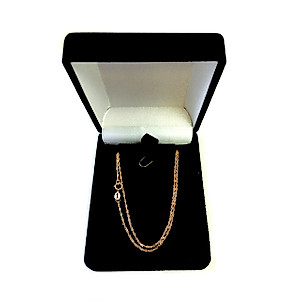 Jewelry Affairs 14k Rose Solid Real Gold Singapore Chain Necklace, 1.0mm, 18"