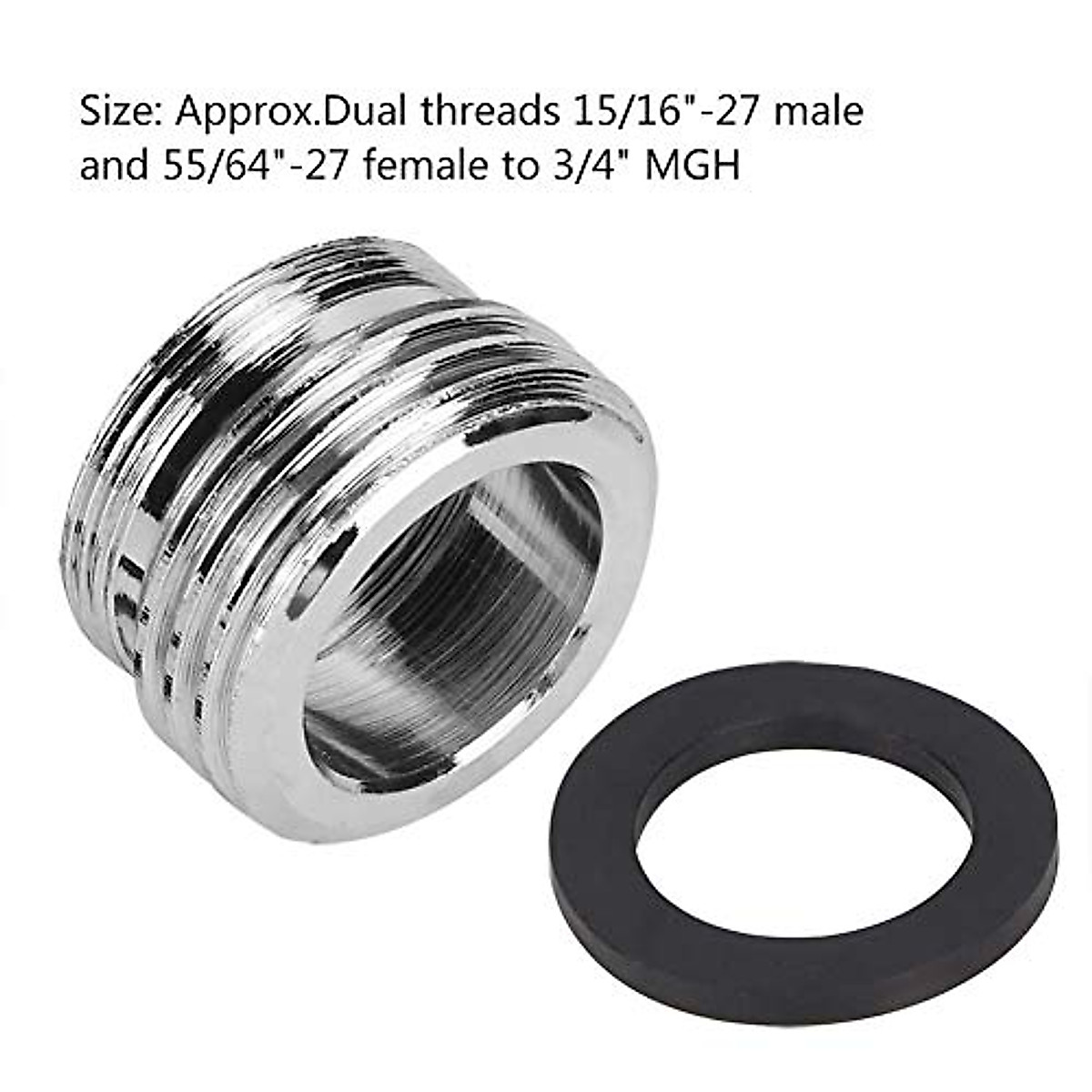 Kitchen Faucet Diverter Valve, Faucet Adapter Kitchen Sink to Garden Hose Adapter Dual Threads 15/16"-27 Male and 55/64"-27 Female to 3/4" MGH