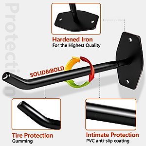 MHHO-WG 4PACK Tire Rack Wall Mount,10 Inch Large Garage Hooks Heavy Duty Storage, Ladder Hooks for Hanging,Tire Rack Wall Mount，Garage Organizer