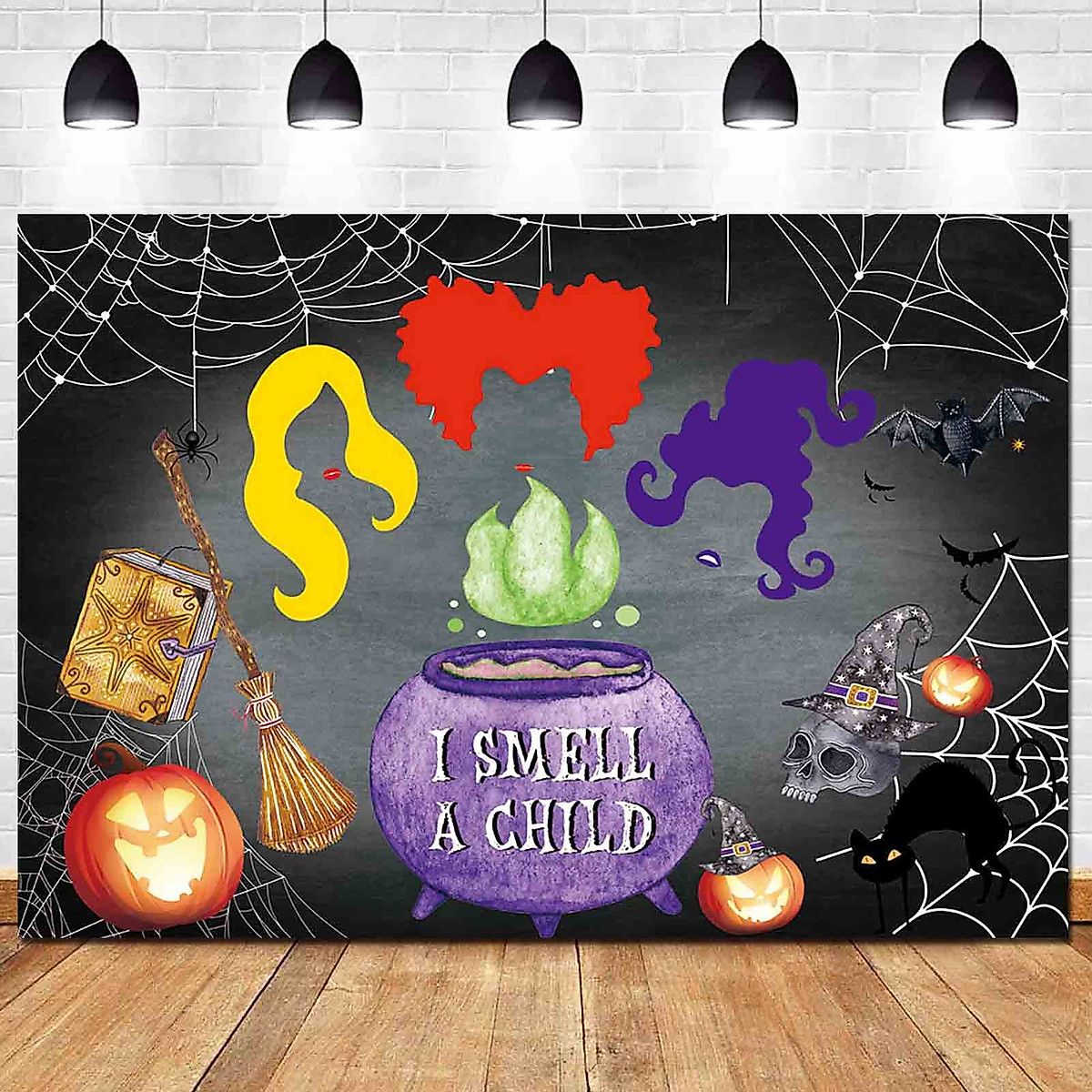Drink Up Witches Theme Background 5x3ft Halloween I Smell a Child Photography Backdrop Baby Shower Kids Birthday Trick or Treat Party Decorations Boo Bats Pumpkin Dark Night Photo Booth Props