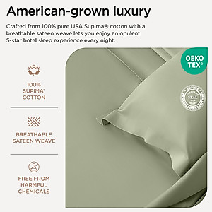 Threadmill Luxury Supima Cotton Sheets, Luxury 1200 Thread Count Soft 100% Cotton Sheets for Full Size Bed, 4 Pc Sage Green Bed Sheets Full Set, 5-Star Hotel Quality Deep Pocket Bed Sheets Set