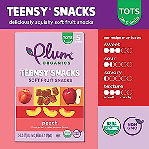 Plum Organics | Teensy Fruit Snacks | Organic Toddler & Kids Snacks | Peach | 0.35 Ounce Snack (40 Total) Packaging May Vary