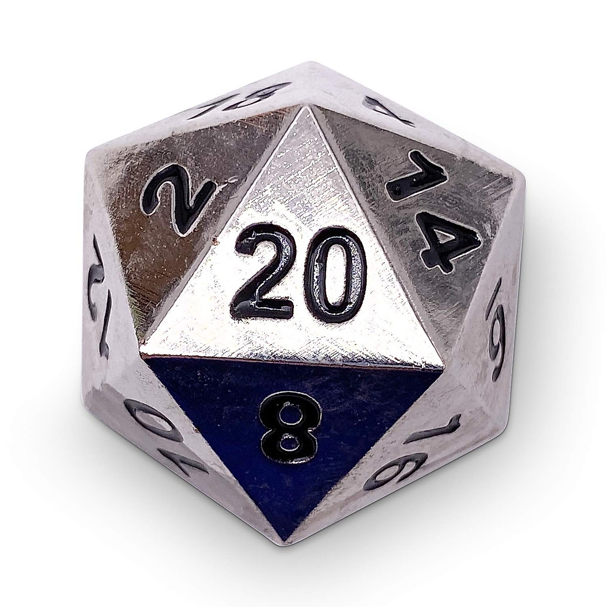 Chainmail Silver - The Boulder D20 Metal RPG Dice by Norse Foundry|45mm Polyhedral for Roleplaying Games