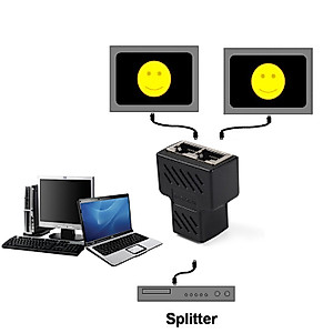 RJ45 Splitter, DISDIM RJ45 Adapter 1 to 2 Ethernet Splitter 8P8C Extender Plug LAN Connector with Shield [Anti-Signal Interference] Compatible with Cat 5/ Cat5e / Cat 6 / Cat7 Network Cable