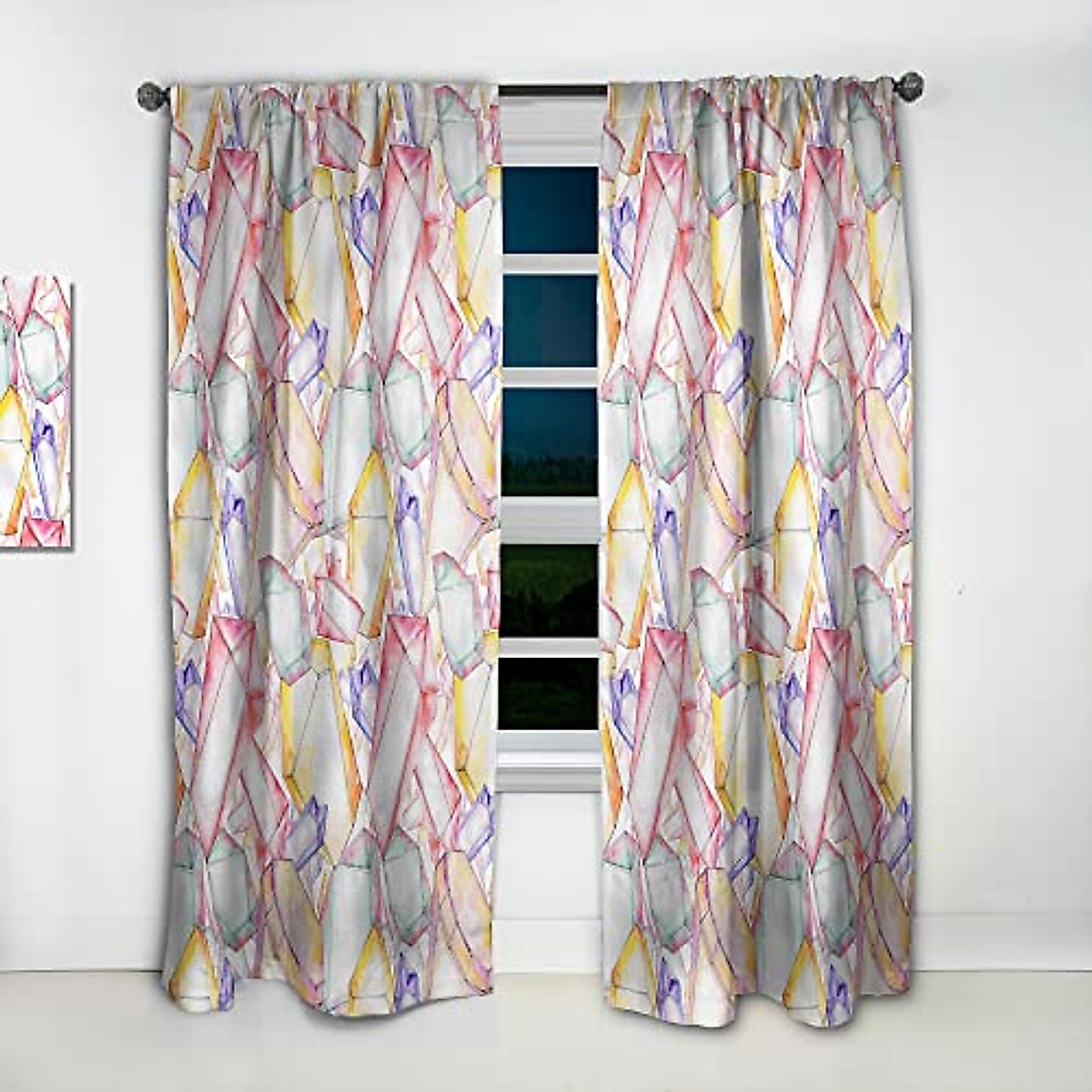 DesignQ Curtains 'Colorful Diamond Rock Jewelry Mineral' Curtains for Bedroom, Curtains for Living Room, Curtains & Drapes - Thermal Insulated - Single Panel-52x120