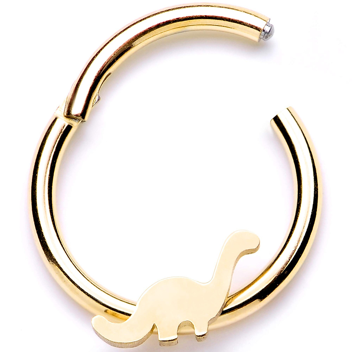 Body Candy 16G PVD Steel Hinged Segment Ring Seamless Cartilage Nipple Ring Brontosaurus Nose Hoop 3/8"