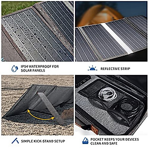 36W Solar Panels, BigBlue Foldable Solar Charger with DC(20V/1.8A), PD 20W USB-C and Fast Charge USB-A, IP54 Waterproof, Compatible with iPhone,Google,Samsung Cellphones, iPad, Small Power Station