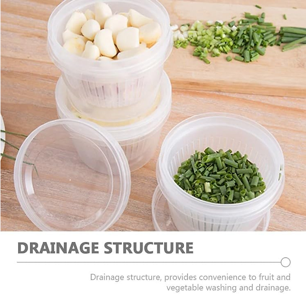 LUOZZY 10Pcs Food Storage Containers with Lids Fruit Keeper Box Containers Double-layer Draining Box for Vegetable Storage, Fresh Fruits, Salad