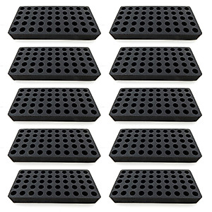 Polar Whale 10 HPLC 4ml Vial Racks Black Foam Storage Rack Organizer Stand Transport Holds 50 Vials Each Fits up to 15mm Diameter Vials