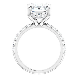 JEWELERYIUM 4 CT Moissanite Emerald Engagement Ring and Wedding Ring Bridal Set in Sterling Silver, colorless Moissanite, White Emerald