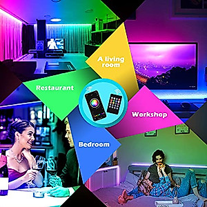 AILBTON Led Strip Lights,60ft Led Light Strip Music Sync Color Changing RGB Led Strip Built-in Mic,Bluetooth App Control LED Tape Lights with Remote,5050 RGB Rope Light Strips