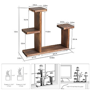 COOGOU Wood Desktop Plant Stand Indoor Small Windowsill Flower Shelf Tabletop Plant Shelf Holder Display Rack for Succulent Herb in Living Room Office