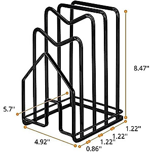 SUNFCON Cutting Board Rack Chopping Board Organizer Stand Holder Kitchen Countertop Pots Pan Lids Rack Organizer Flat Steel 4.92 x 5.7 x 8.47 in. Black