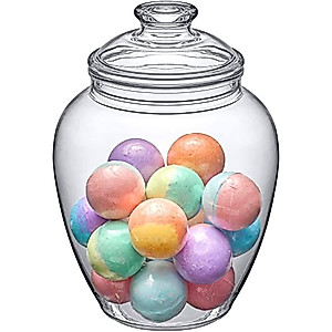 Amazing Abby - Sugar Sugar - 140-Ounce Plastic Candy Jar with Lid, Cookie Jar, Apothecary Jar, BPA-Free, Shatter-Proof, Dishwasher-Safe, Great for Candy Buffet, Decorative Display, and More