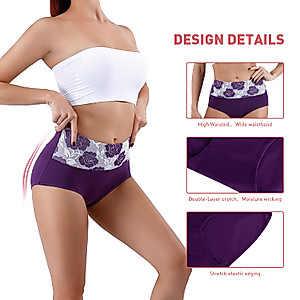 Honzadar Womens High Waist Underwear,Tummy Control briefs,Postpartum Panties,Full Coverage(5Pack-XXL)