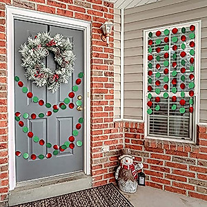 Marspark 8 Pack Green and Red Circle Dots Garland Christmas Party Decorations Banners Door Streamer Paper Banner for Birthday Baby Shower Holiday Decorations, 105 Feet in Total