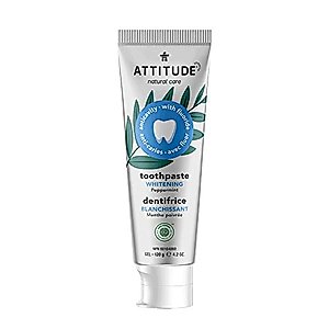 ATTITUDE Toothpaste with Fluoride, Prevents Tooth Decay and Cavities, Vegan, Cruelty-Free and Sugar-Free, Whitening, Peppermint, 4.2 Oz