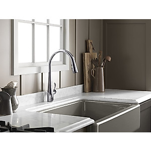 KOHLER Simplice Pull Down Kitchen Faucet, 3-Spray Faucet, Kitchen Sink Faucet with Pull Down Sprayer, Polished Chrome, K-596-CP