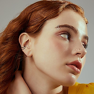 ORAZIO G23 Titanium Nose Ring Double Nose Hoop Ring for Single Piercing 20G Nose Rings Twist Hoop Nose Ring for Women Men Spiral Nose Piercings Handmade Cartilage Piercing