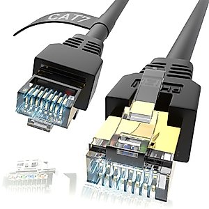 Cat 7 Ethernet Cable 100 ft, Long Ethernet Cable 200Ft 300Ft 400Ft For Outdoor&Indoor, Buried-able Cat7 Ethernet Cable With 10 Gigabit 600MHz (SFTP) with OFC, for Router, Modem, PC, Gaming, PS5, Xbox
