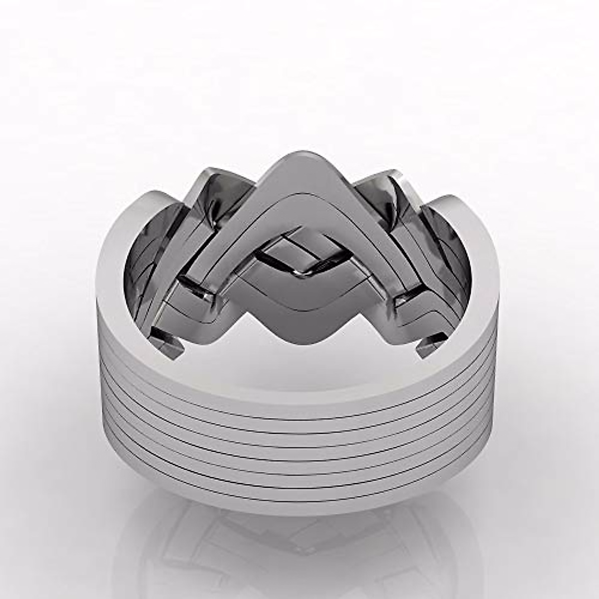 OFLIUM Puzzle Ring 8 Band Handmade Classical Tradational Turkish Puzzle ring 925 Sterling Silver eight pieces wrapped interlocking Knott inspired stacking Ladies men Stacking elegance Unique ring for
