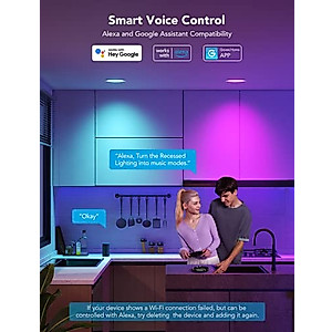 Govee Smart Recessed Lighting 6 Inch, Wi-Fi Bluetooth Direct Connect RGBWW LED Downlight, 65 Scene Mode, Work with Alexa & Google Assistant, LED Recessed Lighting with Junction Box, 1100 Lumen, 2 Pack