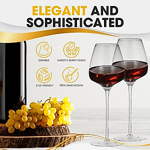 BERKWARE Premium Wine Glasses - Crystal Long Stem Wine Glass - 12 oz each (Set of 6)