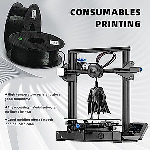 PLA Filament 1.75mm, 3D Printer Filament 1KG Spool (2.2lbs), Dimensional Accuracy +/- 0.03mm, 3D Printing Filament Fit Most FDM Printer (PLA Black 1kg)