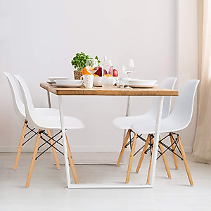 ZENY Modern Dining Chair Set of 4, Mid Century Modern DSW Chair, Side Chairs with Wooden Legs, Shell Lounge Plastic Chair for Kitchen, Dining, Bedroom, Living Room
