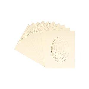 Textured Cream Acid Free 18x20 Oval Picture Frame Mat with White Core Bevel Cut for 16x18 Pictures - Fits 18x20 Frame - Pack of 25 Matboard Show Kits With Acid Free Backings & Clear Bags