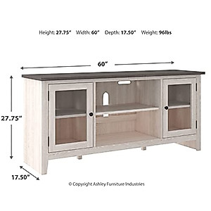 Signature Design by Ashley Dorrinson Farmhouse TV Stand with Fireplace Option, Fits TVs up to 58", Whitewash