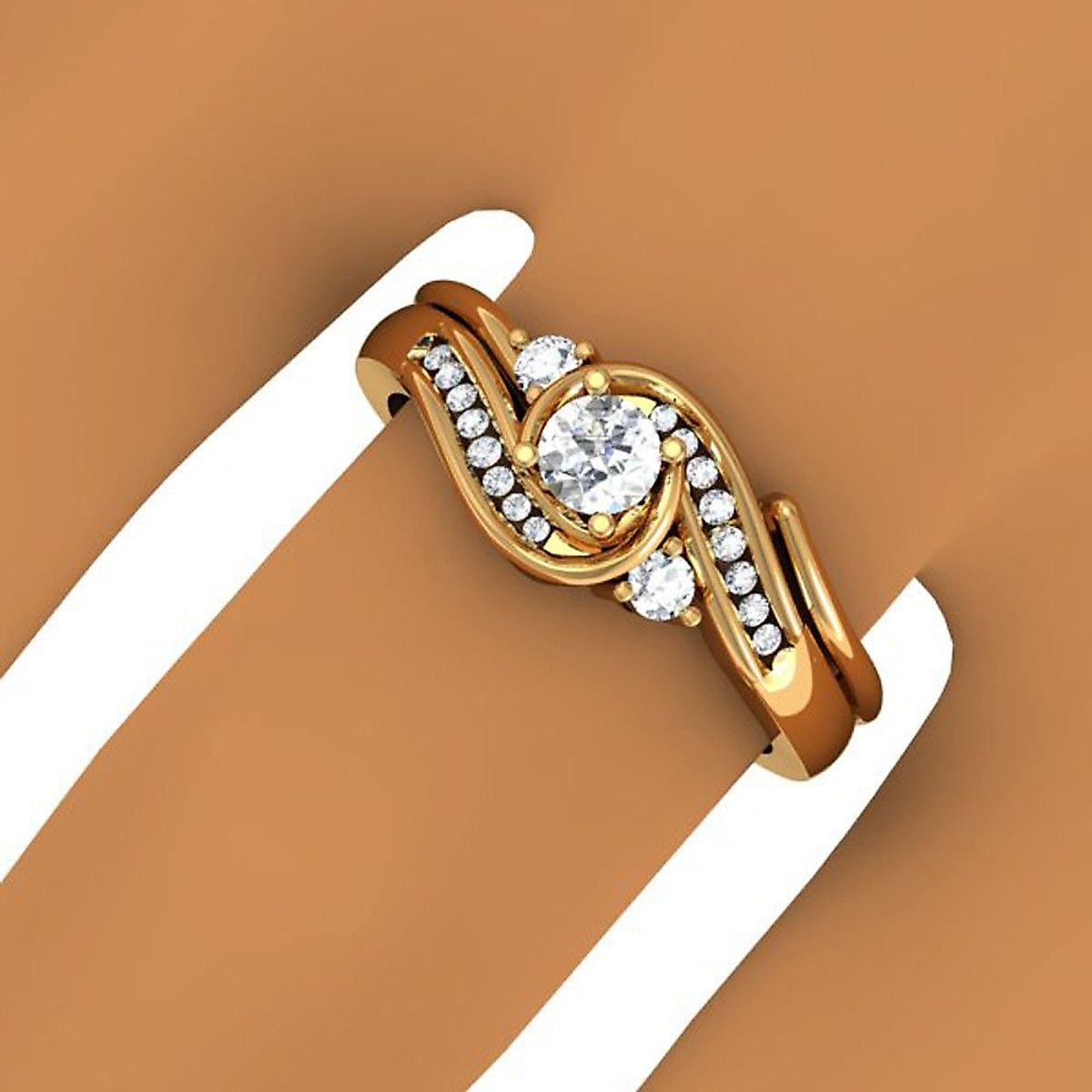 Dazzlingrock Collection 0.50 Carat (Cttw) 10K Diamond Women Swirl Engagement Ring Set 1/2 CT, Yellow Gold, Size 6