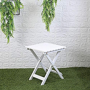 B&Z KD-40W Folding Wood Side Table Adirondack Portable Square 15.4" D x 15.4" W x 18.3" H Outdoor (White)