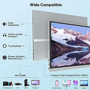 Portable Monitor for Laptop, INOO 15.8in FHD 1080P Laptop Monitor, Travel Second Monitor for Laptop, USB C Monitor with Smart Cover, External Screen for MacBook Computer Tablet Phone Xbox Switch PS5/4