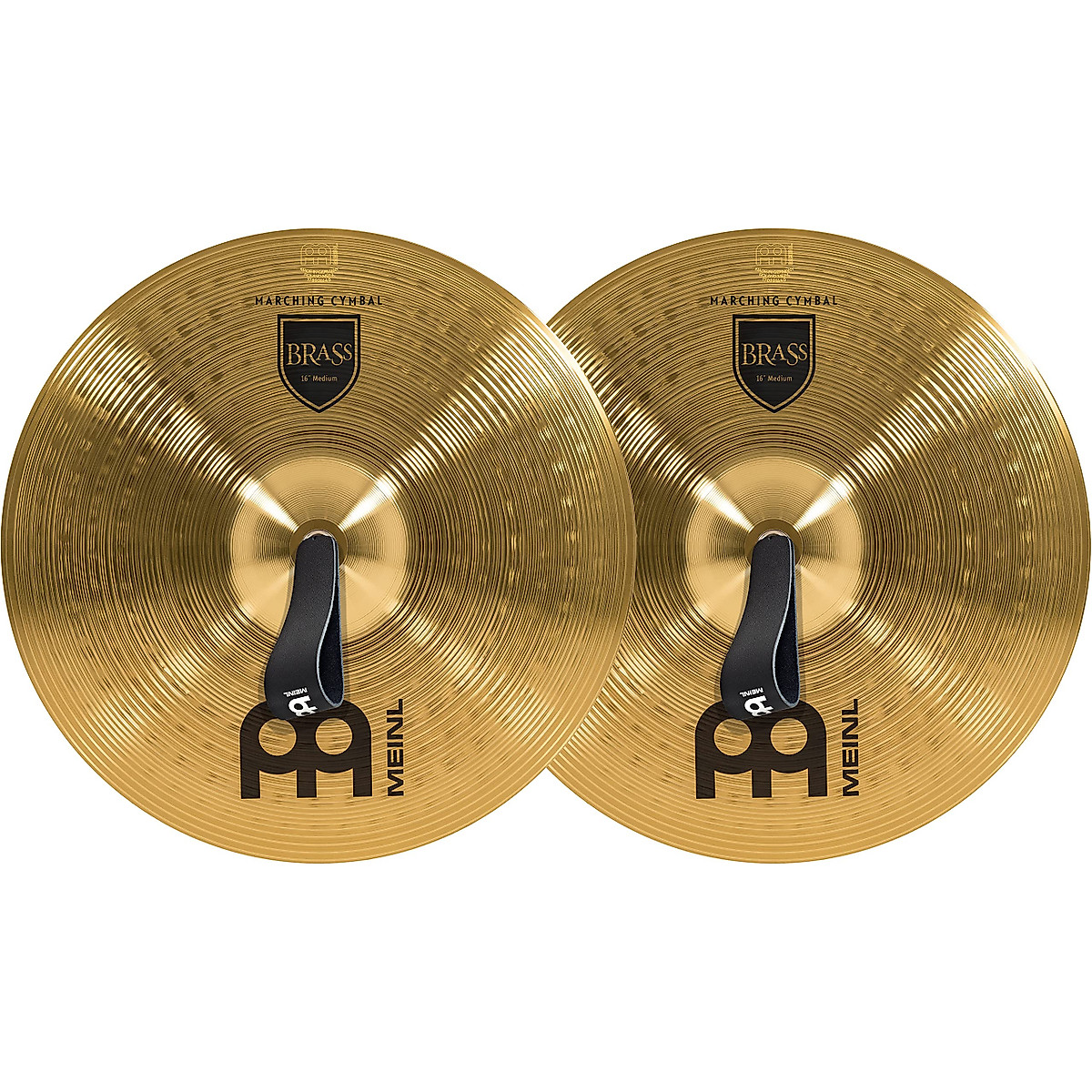Meinl 16” Marching Cymbal Pair with Straps - Brass Alloy Traditional Finish - Made In Germany, 2-YEAR WARRANTY (MA-BR-16M)