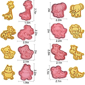 Animal Cookie Cutters With Plunger Stamps Set,8 Piece 3D Animal Embossing Cutters For Biscuit Fondant Cheese Baking Molds